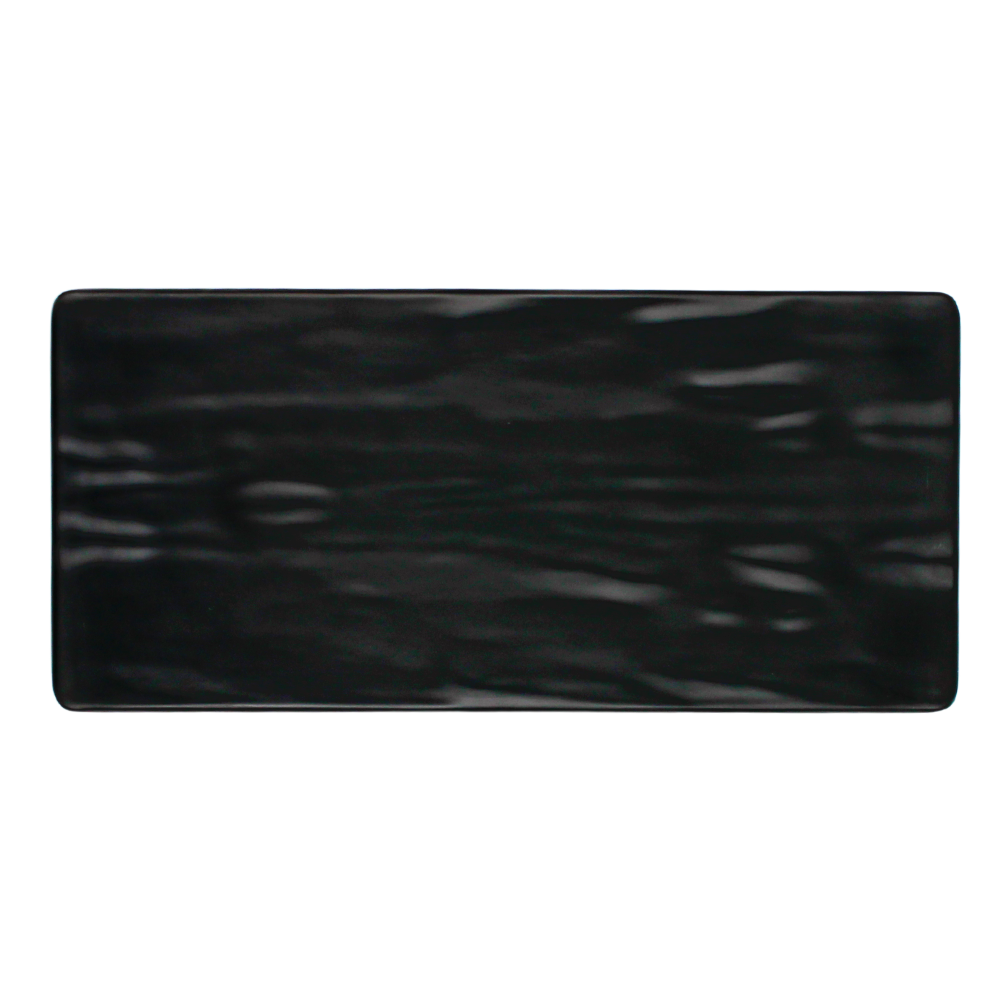Platón rectangular 30 x 14 cm melamina negra mate con textura | sondemesa